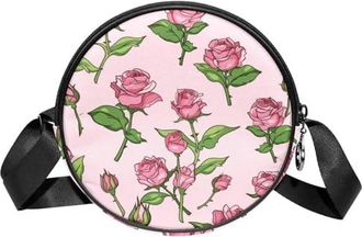 Generic Sac &agrave; bandouli&egrave;re Circle pour femme, petit sac &agrave; bandouli&egrave;re peint rose avec fermeture &eacute;clair, bretelles r&eacute;glables, sac &agrave; main rond d&eacute;contract&eacute; pour f