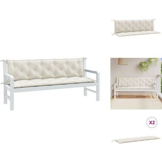 vidaXL Gartenbank-Auflagen 2 Stk. Melange Creme 180x50x7 cm Stoff - Sitzkissen - Gartenbankkissen - Outdoorkissen - Polsterset - Balkondekoration