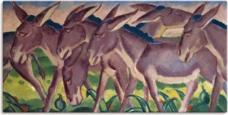 Artland Wanddeko Leinwand Bilder Wandbild 150x75 cm Tiere Esel Herde Eselfries 1911 Expressionismus Franz Marc T8BS