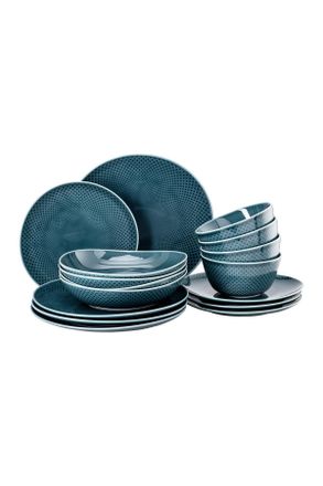 Rosenthal Kombiservice Junto, Blau, Keramik, 16-teilig, 620 ml, 31.7x28.1x32 cm, DIN EN ISO 14001, DIN EN ISO 9001, Essen & Trinken, Geschirr, Geschirr-Sets, Ko