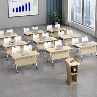Generic Klappbarer Konferenztisch, mobiler Besprechungstisch mit Klappplatte und Rollen, moderner Tisch f&uuml;r Schulungen, Meetings, Seminare und Klassenzimmer