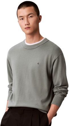 Calvin Klein Herren EU LS Cotton Relaxed CREWNK SWEA LV04RC309G Sweaters, Grau (Autumn Green), M, Grau (Autumn Green), M