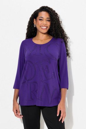 Ulla Popken T-Shirt Shirt Glitzer-Buchstaben Classic Rundhals 3/4-Arm
