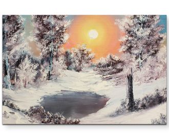 Paul Sinus Art Leinwandbilder | Bilder Leinwand 120x80cm Winter Morgen - &Ouml;lgem&auml;lde