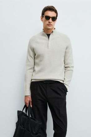 Lufian Herren Troyer-Pullover mit Rei&szlig;verschluss
