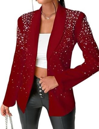 Generic Femme Blazer Veste Blazer &Agrave; Strass pour Femme Luxueuse Veste De Tailleur &Agrave; Paillettes Et Perles Faite Main Col Ch&acirc;le Tendance Cardigan &Agrave; Sequins Scint