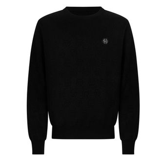 Philipp Plein Homme, Pulls, Noir, Taille: XL Pull Col Rond Ss Monogram
