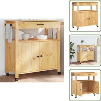 vidaXL The Living Store K&uuml;chenwagen MONZA 84x40x90 cm Massivholz Kiefer - Holz K&uuml;chenwagen - K&uuml;chenschrank - Vintage Stil - K&uuml;cheninsel - Mobiliar