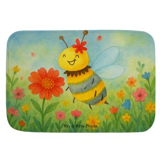 Mr. & Mrs. Panda Badematte Biene Blume Design - Geschenk, Duschvorleger, Badezimmer Matte, Badezimmerteppich, Badvorleger, duschmatte