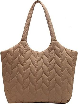 Generic Sac de shopping matelassé pour femme avec fil à broder, sacs à main décontractés, tendance, élégant, doux, rembourré en coton pour les vacances du wee