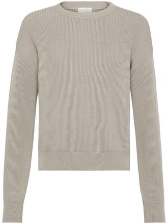 Brunello Cucinelli pull en maille nervur&eacute;e - Vert