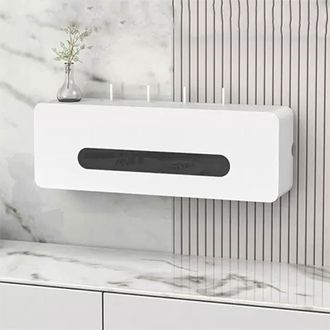 Generic Drahtloser WLAN-Router, wandmontierte Kabelmanagement-Aufbewahrungsbox aus massivem Holz(White,50x20x13cm/20x8x5in)