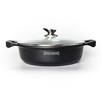 Royalty Line Gro&szlig;er 34-cm-Aluminiumtopf mit Antihaft-Marmorbeschichtung, Silikongriffen, Gas, Elektro, Induktionskompatibel - Marmorfarbe