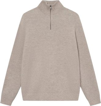 Les Deux Homme, Pulls, Beige, Taille: S Eduard Half Zip Knit Jumper