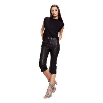 Cynthia Rowley Femme, Pantalons, Noir, Taille: 36 FR Downtown Leather Capris