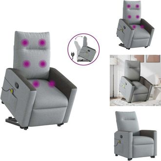 vidaXL Massagesessel mit Aufstehhilfe Hellgrau Stoff - Massagesessel Mit Aufstehhilfe - Massagesessel - Relaxsessel - Sessel