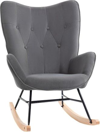 HOMCOM Homcom - Fauteuil à bascule oreilles rocking chair grand confort accoudoirs assise dossier garnissage mousse haute densité aspect velours anthracite