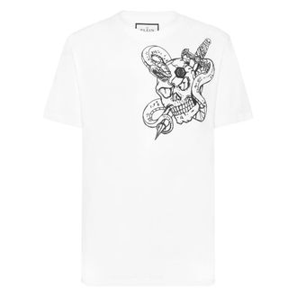 Philipp Plein T-Shirt Rundhals Snake - - Tops - Herren - Wei&szlig; - S