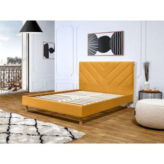 BOBOCHIC Bobochic - Lit romane avec lattes massives tissu velours 160x200 Jaune