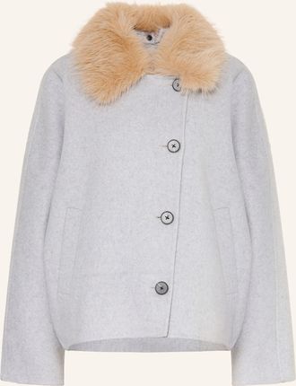 OPUS Jacke Hafura Mit Abnehmbarem Kunstfell grau