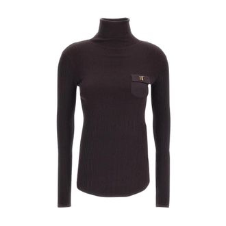 Elisabetta Franchi Rippstrick-Rollkragenpullover - - Knitwear - Damen - Braun - S