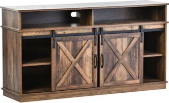 Need SOGES Grand meuble TV buffet avec 2 portes coulissantes classiques, &eacute;tag&egrave;res r&eacute;glables pour salon, salle &agrave; manger, ferme, 148x40x78 cm