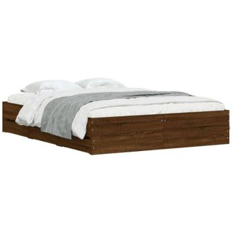 vidaXL Cadre de lit et tiroirs ch&ecirc;ne marron 140x190 cm bois ing&eacute;nierie - Vidaxl