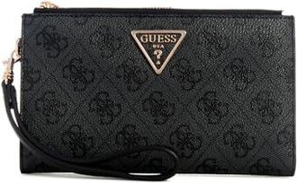 Guess Laurel II Double Zip Organizer Wallet, Organisateur Portefeuille Femme, Logo Charbon, Taille Unique