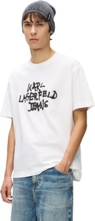 Karl Lagerfeld Karl Lagerfeld Jeans, Mens, Short Sleeve Graffiti Tee, Regular Fit T-Shirt, Blanc, L Hommes