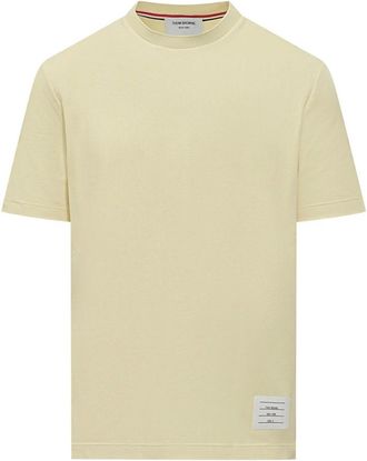 Thom Browne Homme, Tops, Jaune, Taille: L T-shirt en piqu&eacute; de coton