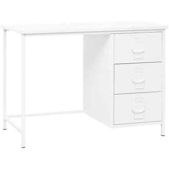 vidaXL Vidaxl - Bureau industriel avec tiroirs Blanc 105x52x75 cm Acier