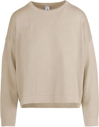 Bomboogie Femme, Pulls, Beige, Taille: 44 FR Haut en maille de lin et coton