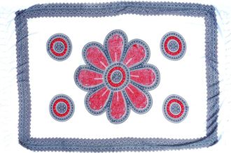 Guru Shop Bali Sarong, Wandbehang, Wickelrock, Sarongkleid - Wei&szlig;/rot, Herren/Damen, Synthetisch