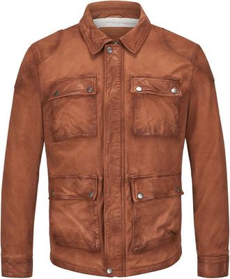 Milestone Herren Lederjacke orange Lammnubuk