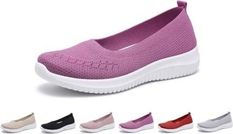 Generic Baskets &agrave; enfiler pour femme - Coupe large - Maille respirante - Pour la marche, la course &agrave; pied - Semelle souple confortable - Tennis athl&eacute;tique - A