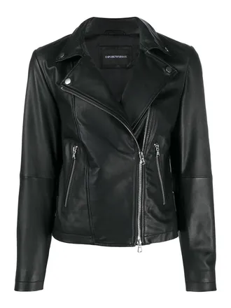 Emporio Armani Lederjacke - Schwarz
