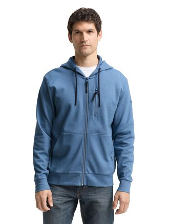 Tom Tailor Kapuzensweatjacke TOM TAILOR, Herren, Gr. 3XL, blau wei&szlig; blau fine stripe, Sweatware, Obermaterial: 65% Baumwolle, 35% Polyester. Futter: 100% Baumwol