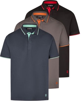 Riverso Poloshirt Herren Kurzarm 3er Pack RIVLeano Regular Fit Shirt Sommer Basic Baumwolle Einfarbig, Größe:3XL, Farbe:Pack 1 (Tornado Grey/Navy/Black)