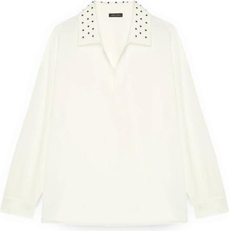 Fiorella Rubino Femme, Blouses et Chemises, Blanc, Taille: 56 FR Chemise &agrave; col polo avec clous