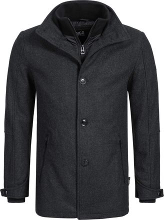 Indicode Herren Brittany Kurzmantel mit Stehkragen | Herrenmantel Wollmantel Mantel Männer Charcoal Mix, XXL