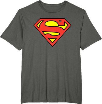 DC Comics Superman Logo T-Shirt - Herren - M&auml;nner - Halbarm - Klassisch - Schwarz - S
