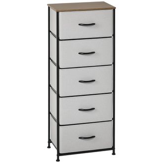 HOMCOM Kommode Sideboard mit 5 klappbaren Stoffschubladen, Schubladenschrank mit Arbeitsplatte, Griff, Mehrzweckschrank mit Kippschutz, f&uuml;r Wohnzimmer Schlaf