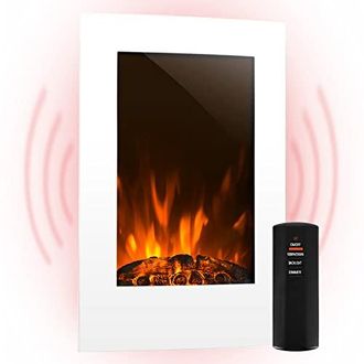 Klarstein Lausanne Vertical - Chemin&eacute;e &eacute;lectrique chauffante, Cheminee Electrique Effet Flamme, Chemin&eacute;e Electrique, &Eacute;clairage LED, Puissances: 1000-2000 W, T&eacute;l