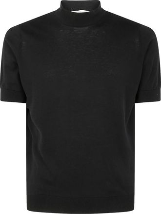 FILIPPO DE LAURENTIIS T-Shirt mit Stehkragen - Schwarz