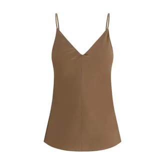 Brunello Cucinelli Womens Brown Silk Sleeveles T-Shirt