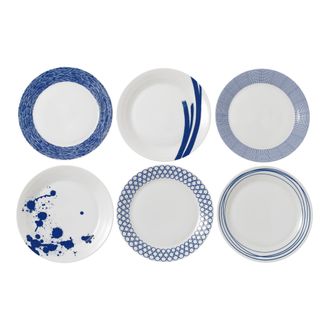 Royal Doulton Pacific by Pacific Teller 28 Set von 6-New, Porzellan, Blau, 28,7 x 3,1 cm, 28.7 x 28.7 x 3.1 cm, 6