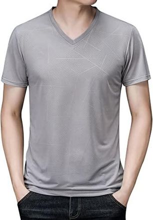 Generic T-shirt de sport &agrave; manches courtes pour homme Motif rayures, gris, 4XL