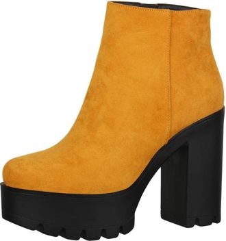 Elara Damen Stiefeletten Chelsea Boots Chunkyrayan HQ115 Yellow-38