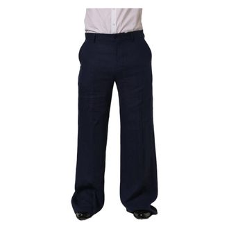 Dolce & Gabbana Gerade geschnittene Leinenhose - - Trousers - Herren - Blau - M