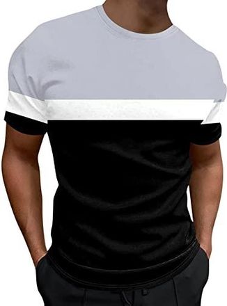 Generic Hauts ray&eacute;s d&eacute;t&eacute; pour hommes printemps et &eacute;t&eacute; loisirs sports respirant confortable plage vent rayures couleur t-shirt &agrave; manches courtes, Noir, 3XL